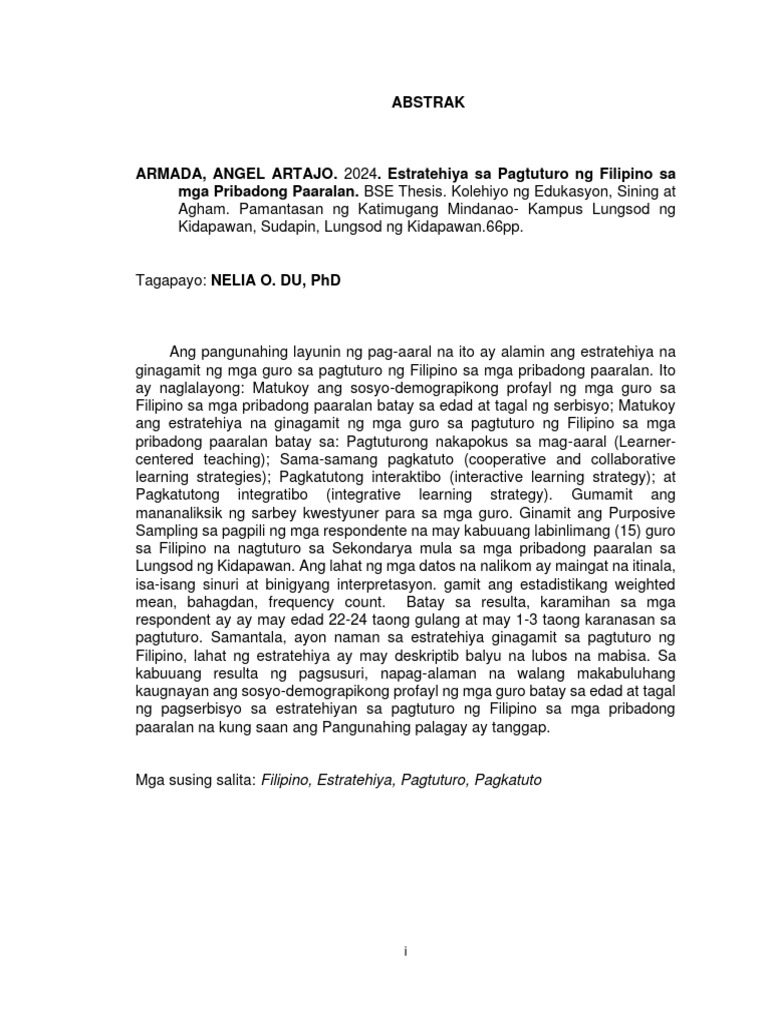 Armada, Angel A. Thesis | PDF