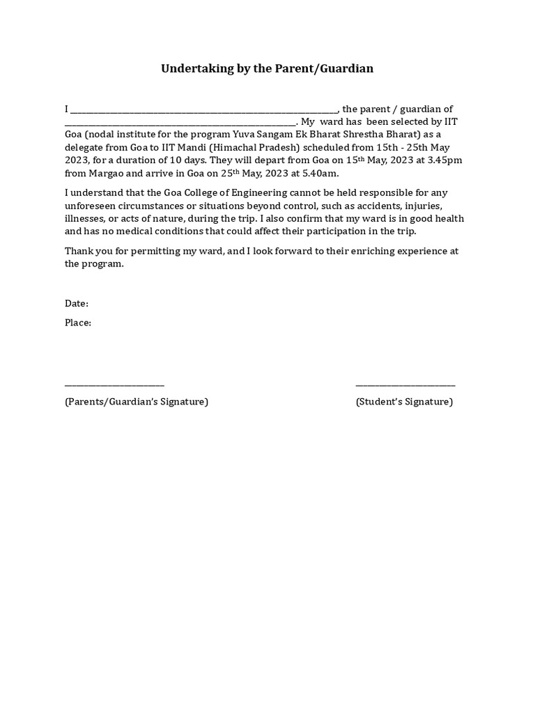 Undertaking by The Parent | PDF