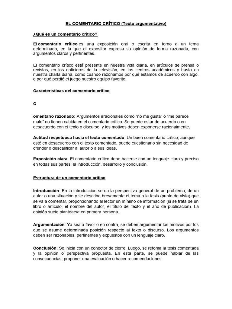 Ejemplo EL COMENTARIO CRiTICO Rev | PDF | Autor Ejemplo EL COMENTARIO CRiTICO Rev | PDF | Autor