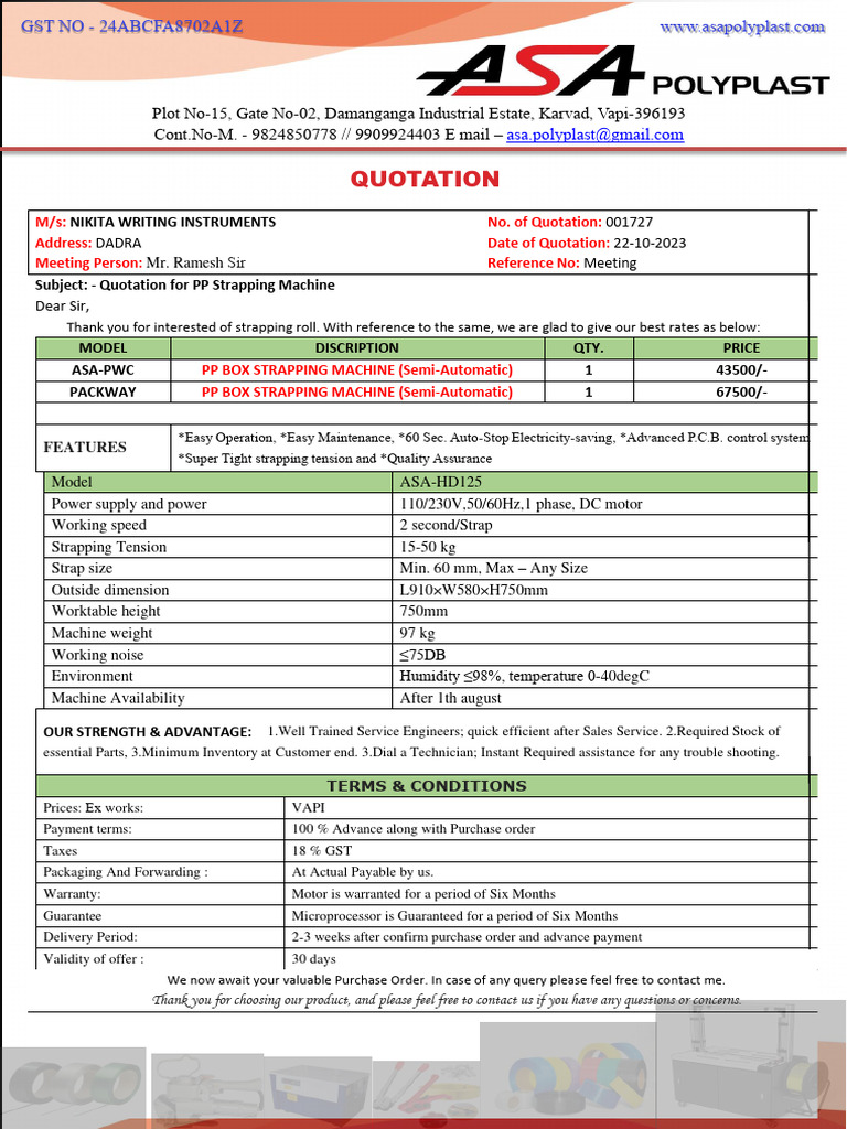 Nikita Writing Instruments Strapping Machines | PDF | Economies