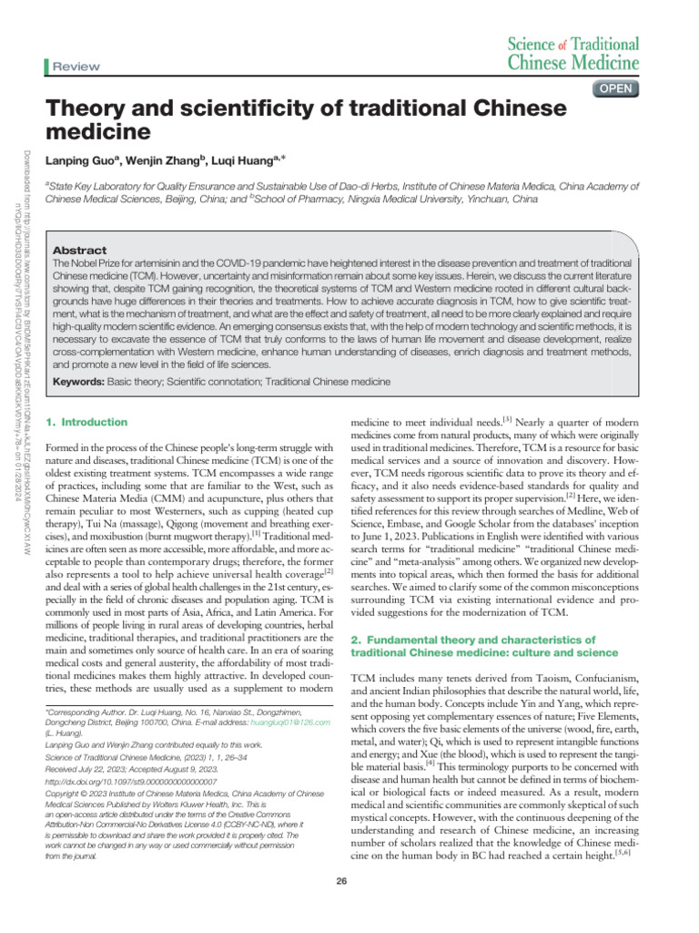 Theory and Scientificity of Traditional Chinese Medicine | PDF | Traditional Chinese Medicine ...