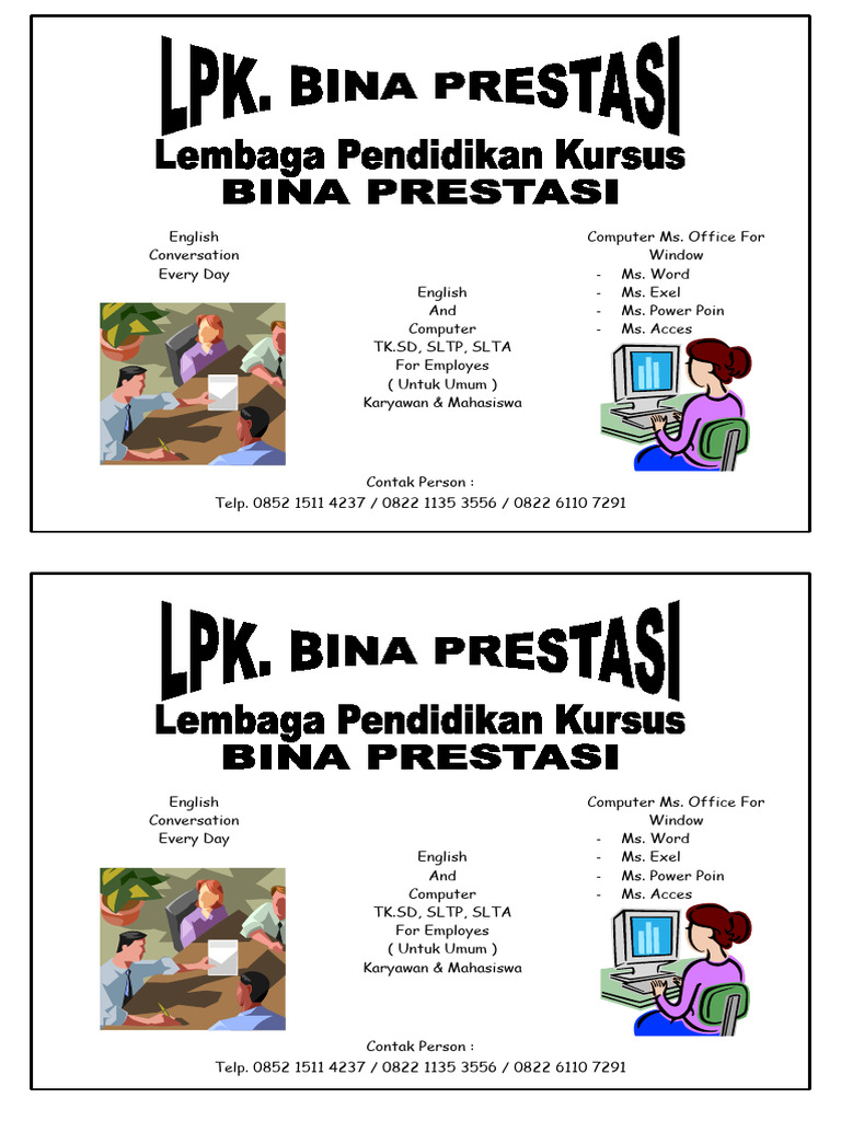 Brosur Kursus Komputer LPK Bina Prestasi | PDF