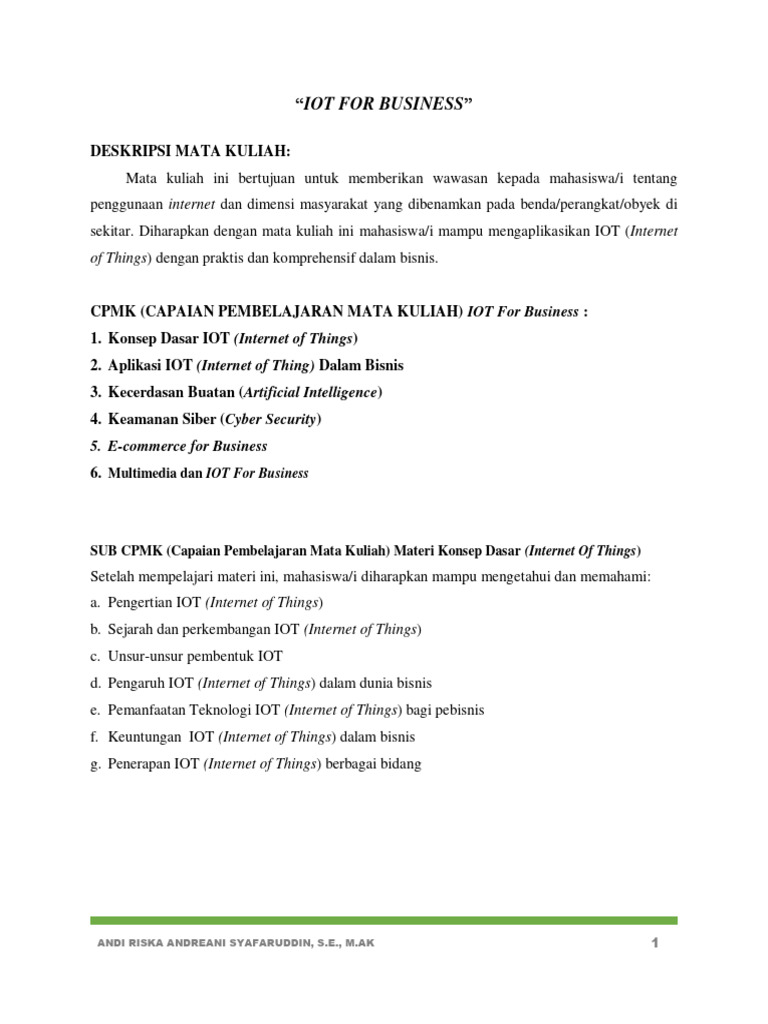 Materi 1-Konsep Dasar Iot For Business | PDF | Komputer