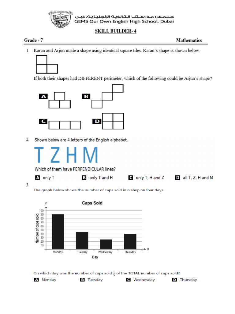 Grade 7 Math Skill Builder: Shapes | PDF