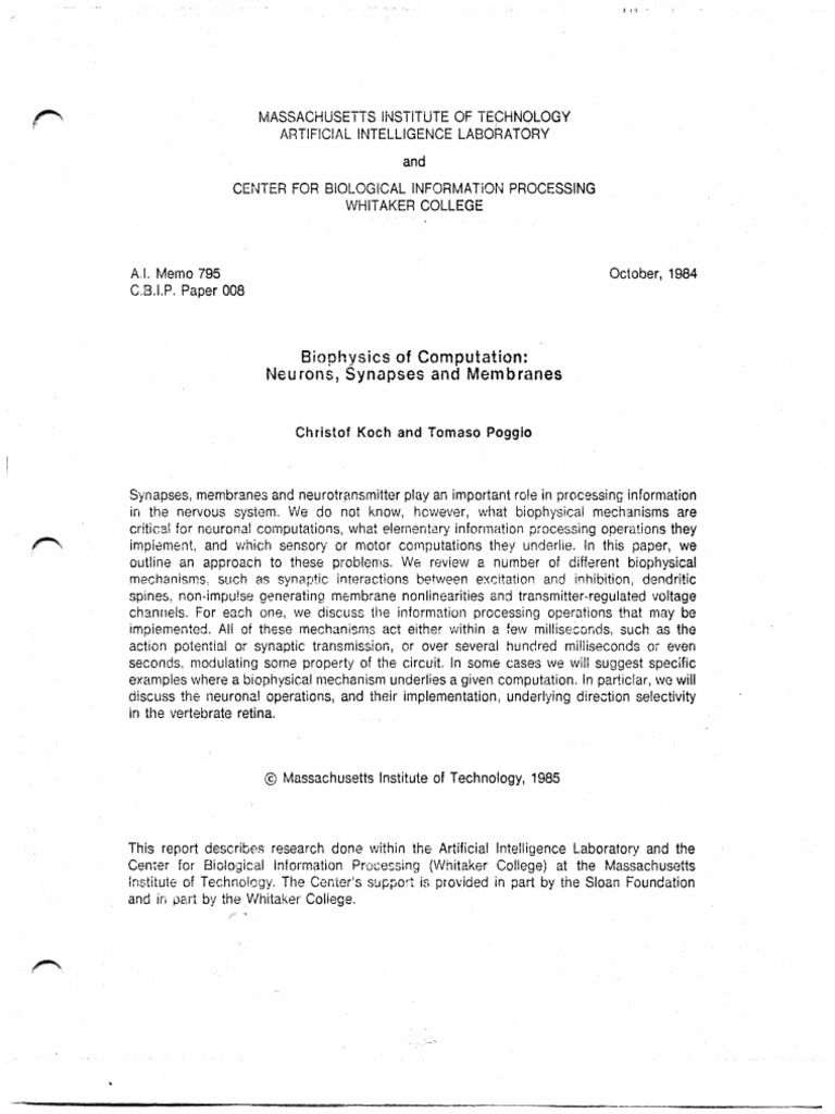 Biophysics of Computation Information Processing | PDF