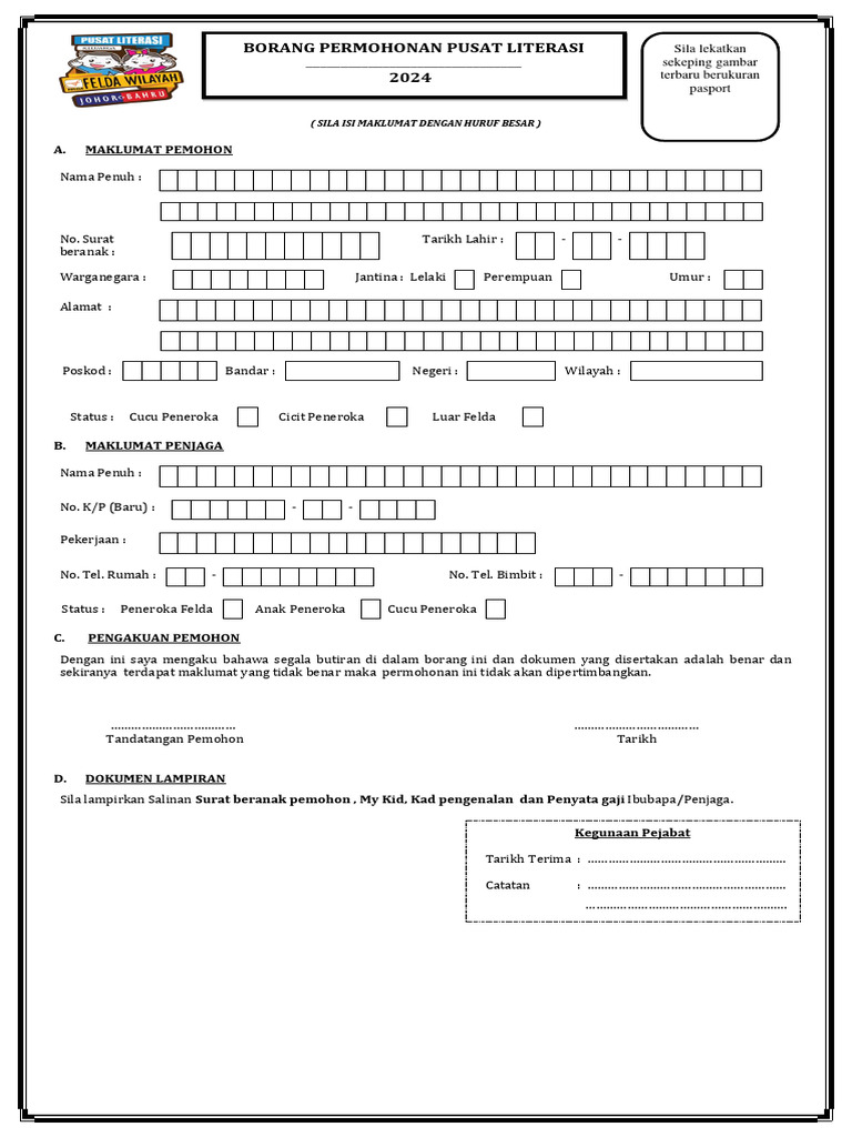 Contoh Borang Pendaftaran PLK 2024 | PDF