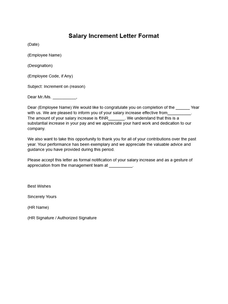 Salary Increment Letter Format | PDF | Career & Growth