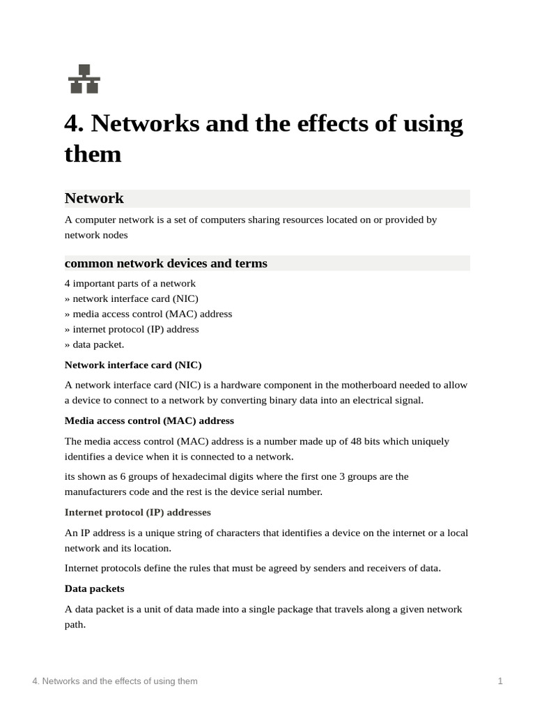 4 Networks And The Effects Of Using Them Pdf