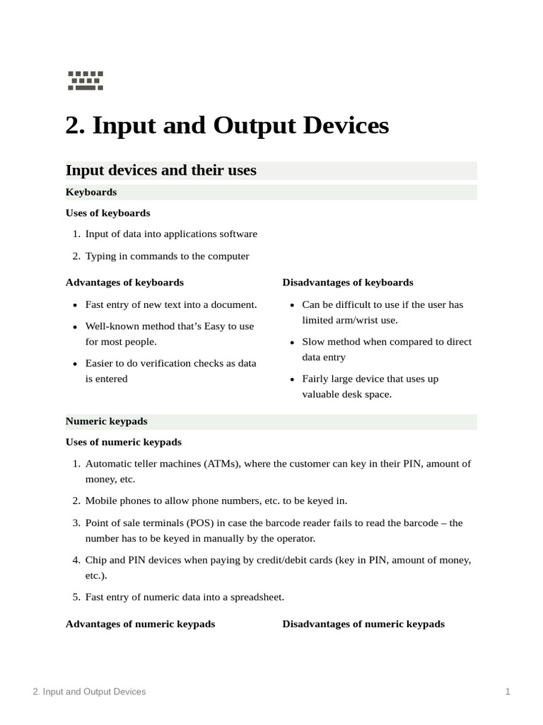 2 Input And Output Devices Pdf Printer Computing Computer Monitor 7063