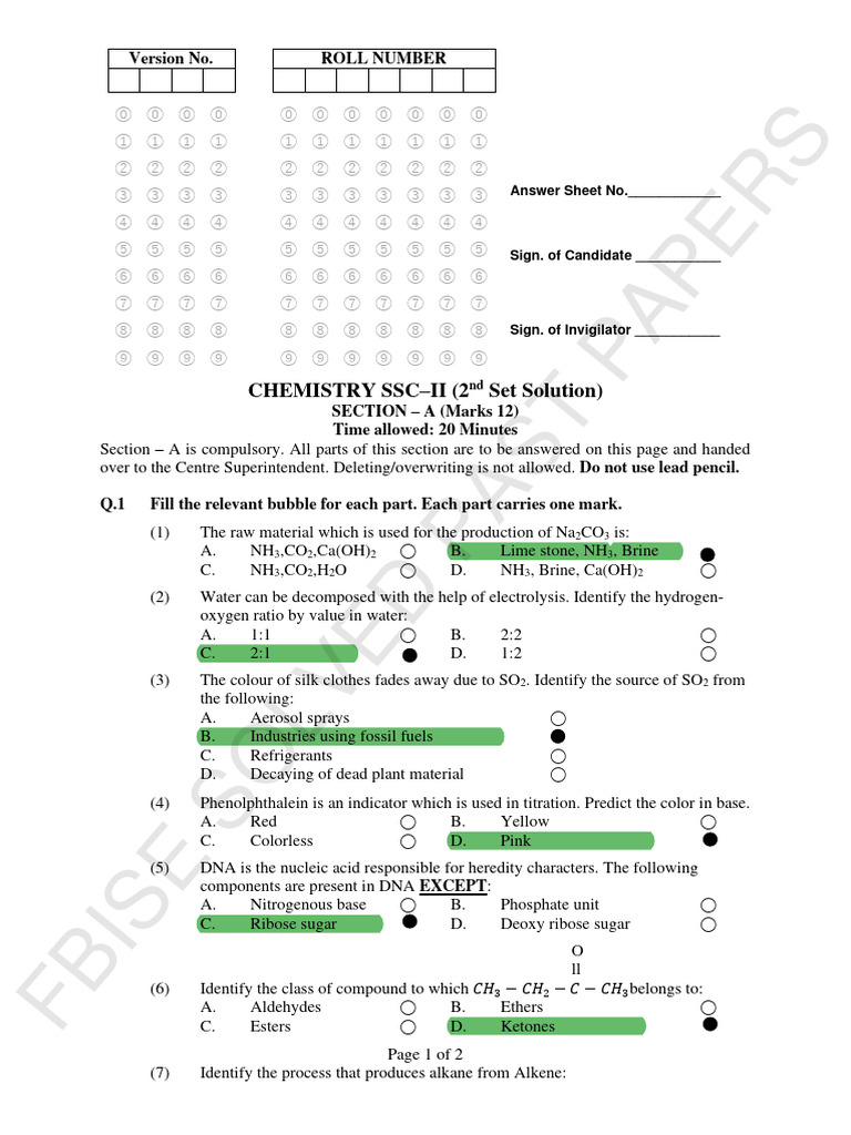 Class 10 Chemistry Model Paper 2 Solution | PDF | Atmosphere Of Earth ...
