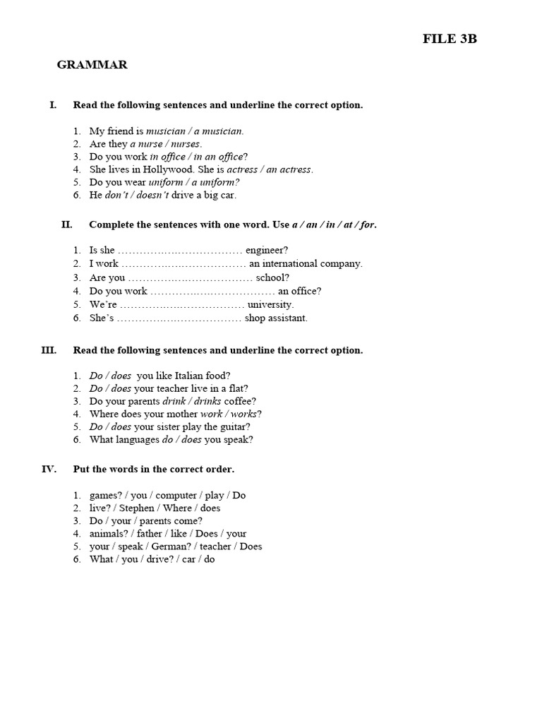 Grammar and Vocabulary Practice 3B | PDF