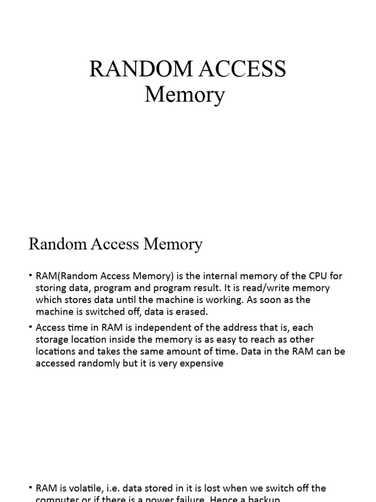 RANDOM ACCESS Memory | PDF | Random Access Memory | Dynamic Random Access Memory