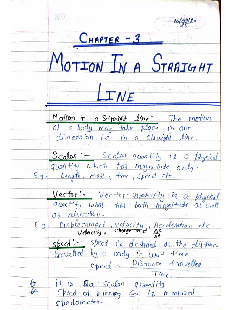 Motion in A Straight Line | PDF