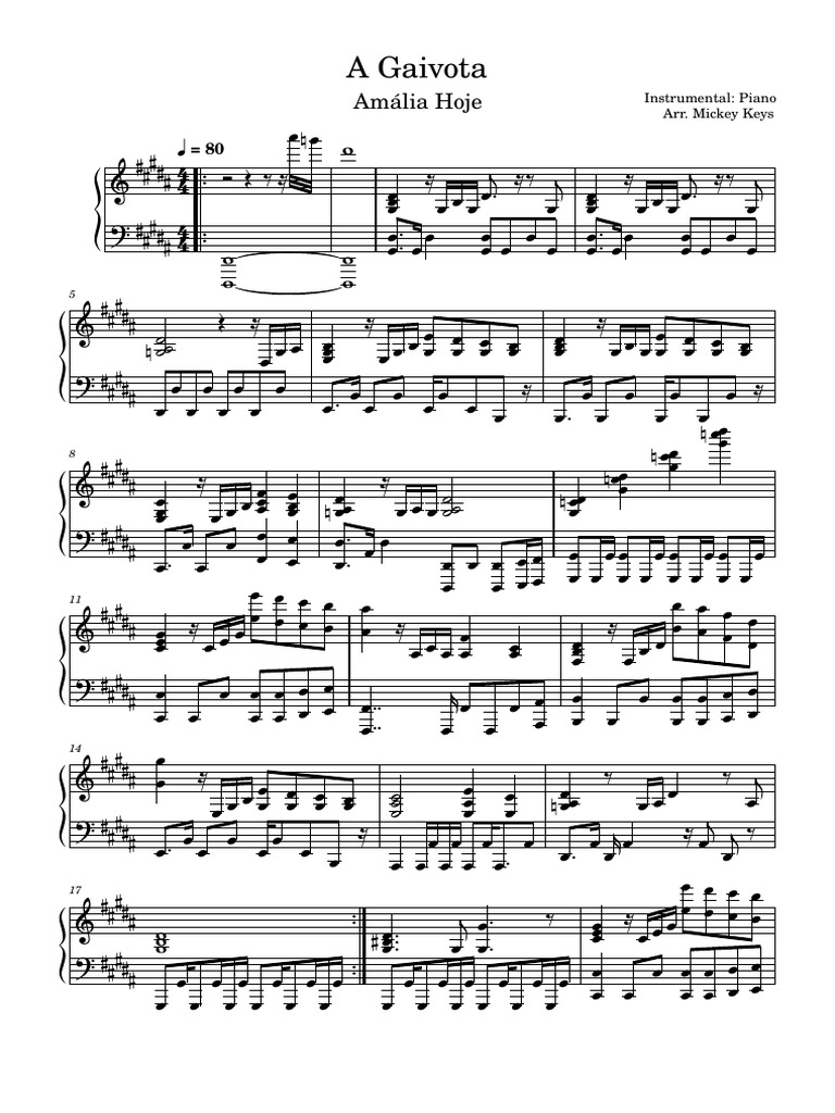 Amáli Hoje - A Gaivota (Acc. Piano) | PDF | Keyboard Instruments | Box Zithers