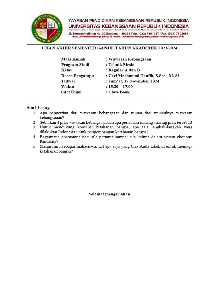 Soal UTS | PDF