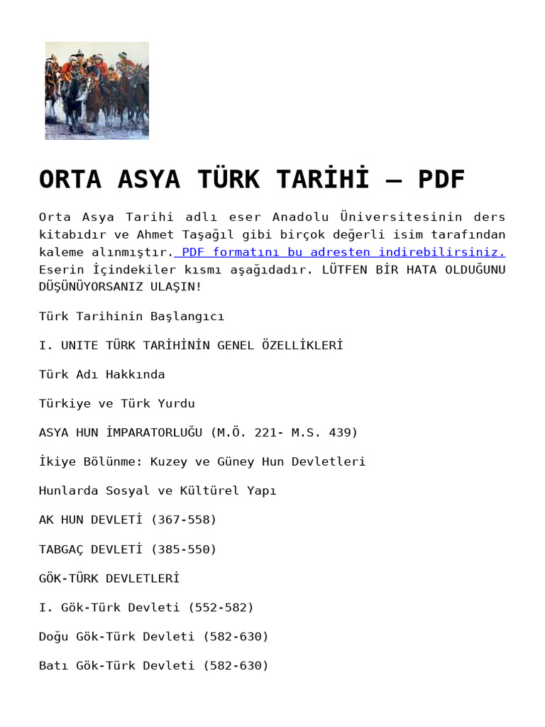 Orta Asya Türk Tari̇hi̇ PDF | PDF