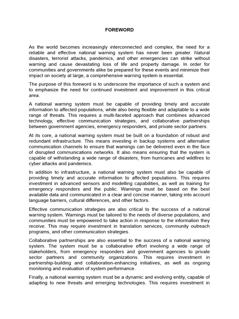 Foreword | PDF | Emergency | Communication