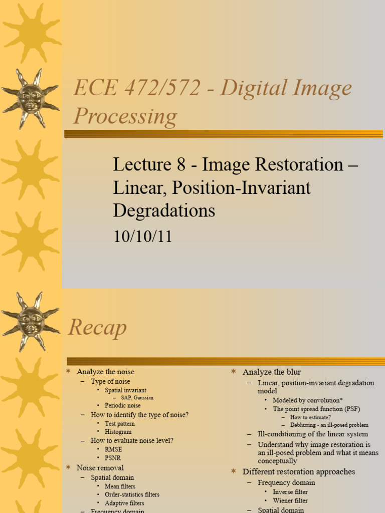 Lecture08 Restoration Deblur | PDF | Spectral Density | Filter (Signal ...