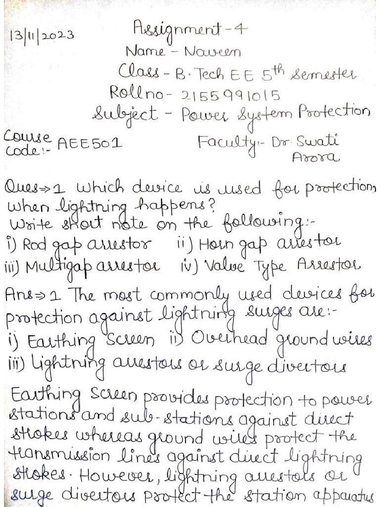 Assignment 4 Power System Protection Pdf