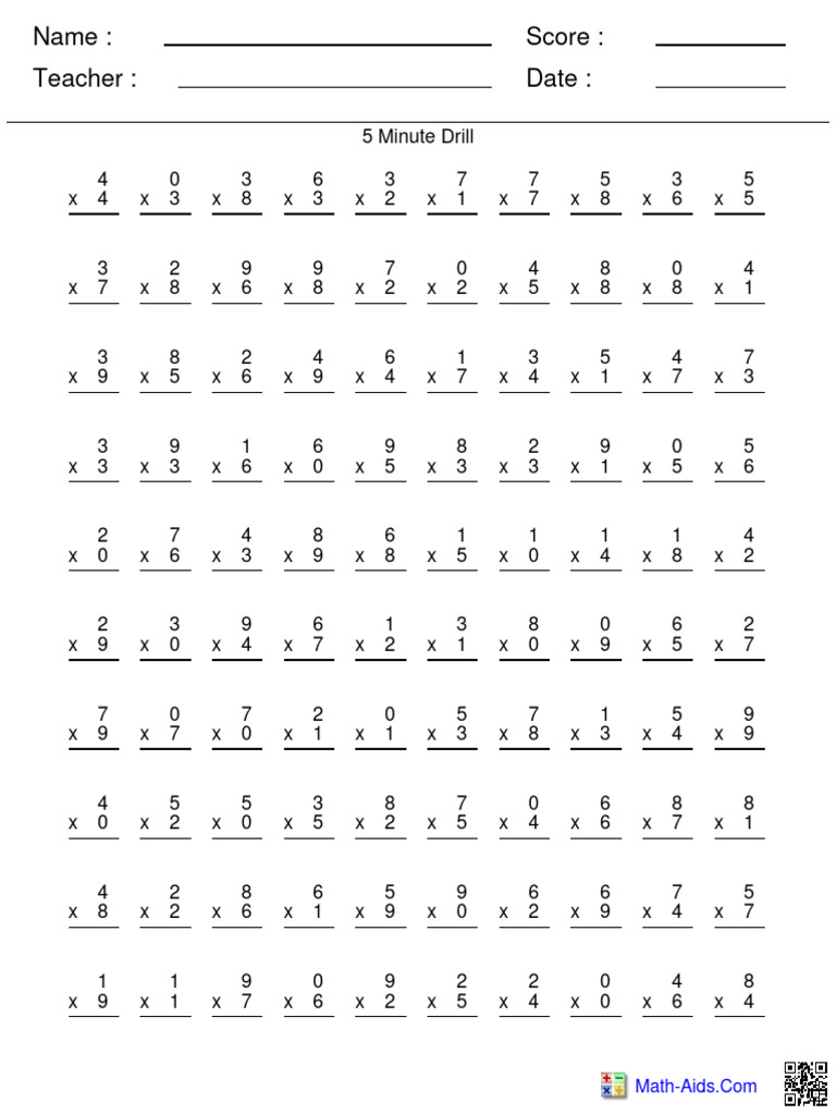 Multiplication 1 by 1 | PDF