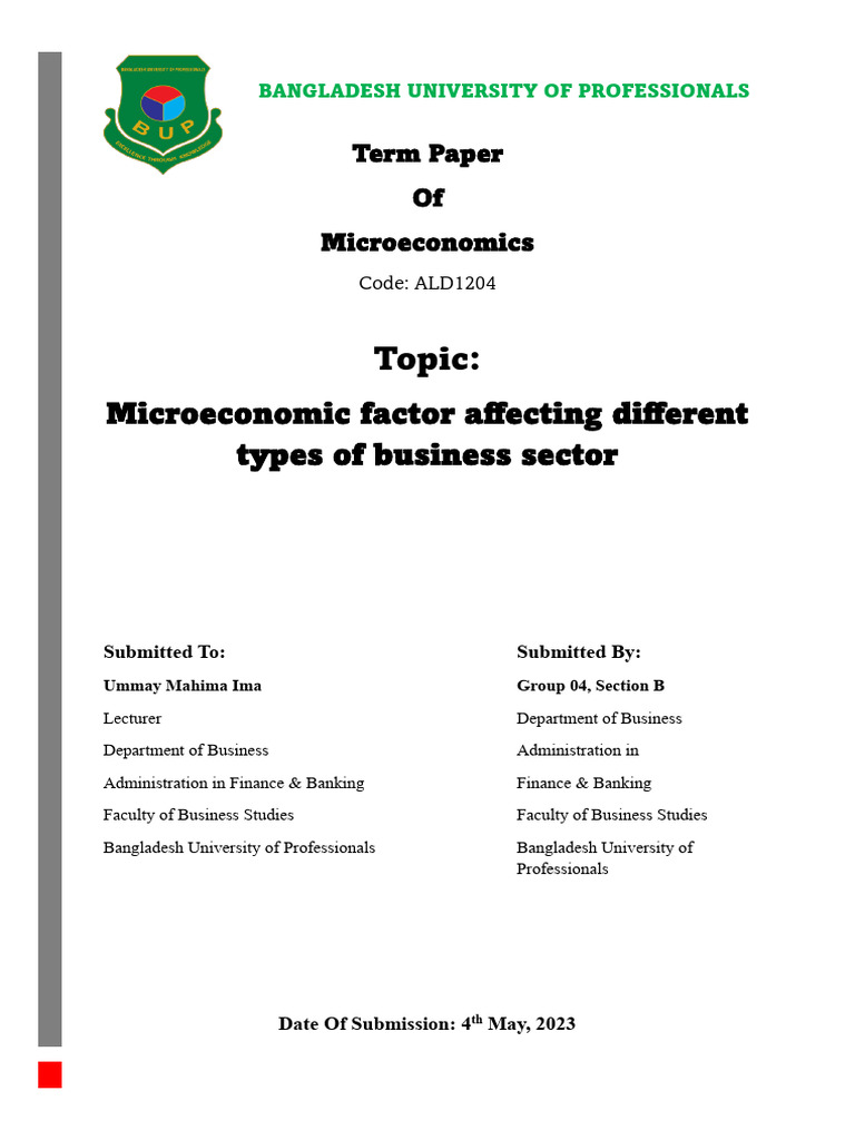 Microeconomics Term Paper | PDF | Business | Finance & Money Management