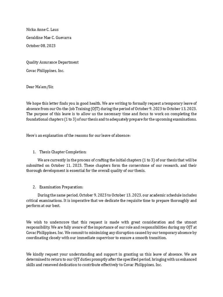 Letter-of-Absence | PDF