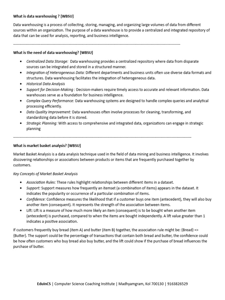 DataMining WBSU Solution 1 | PDF | Data Warehouse | Data Mining