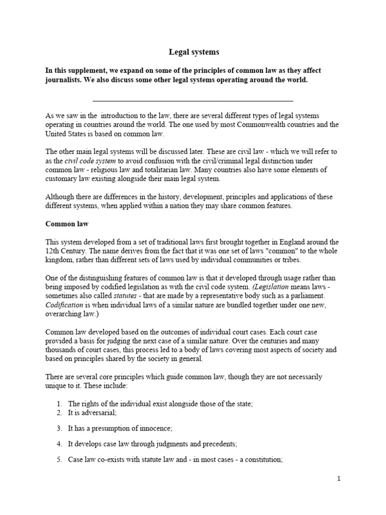 Common Law Legal System Edited | PDF | Common Law | Damages