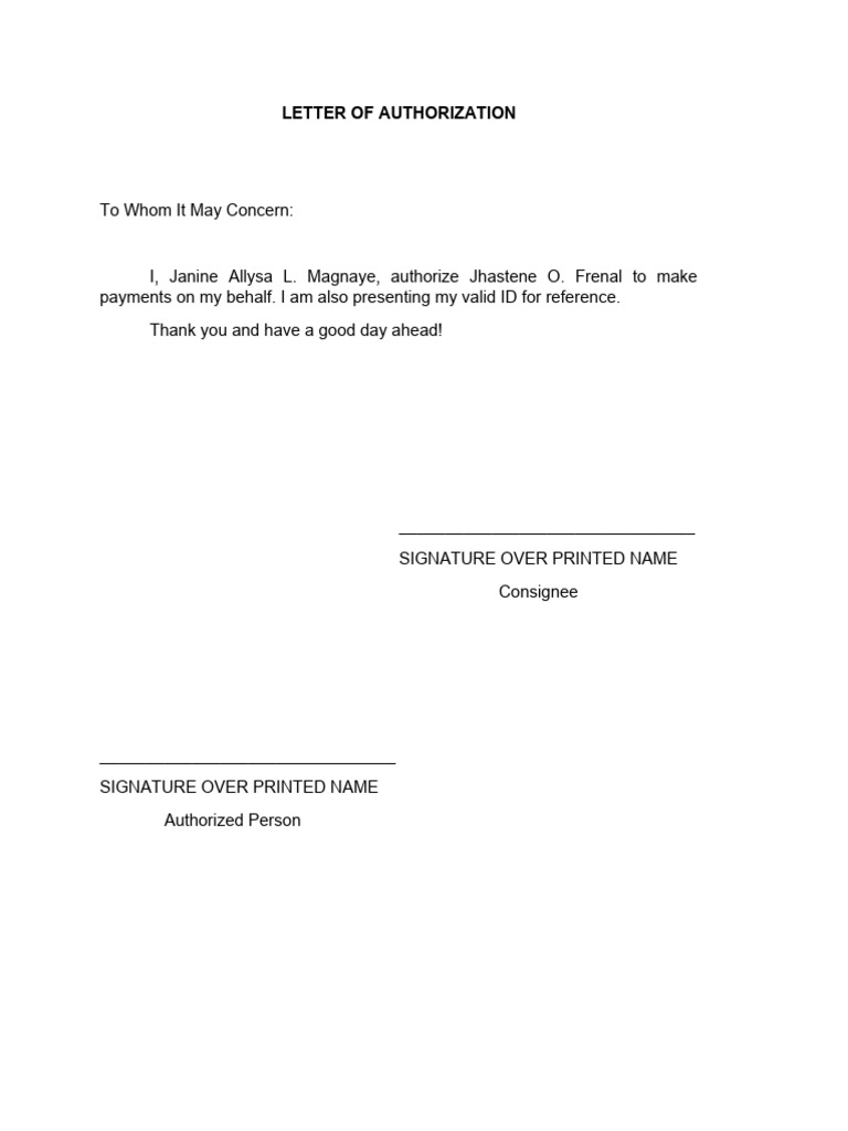 Letter of Authorization | PDF