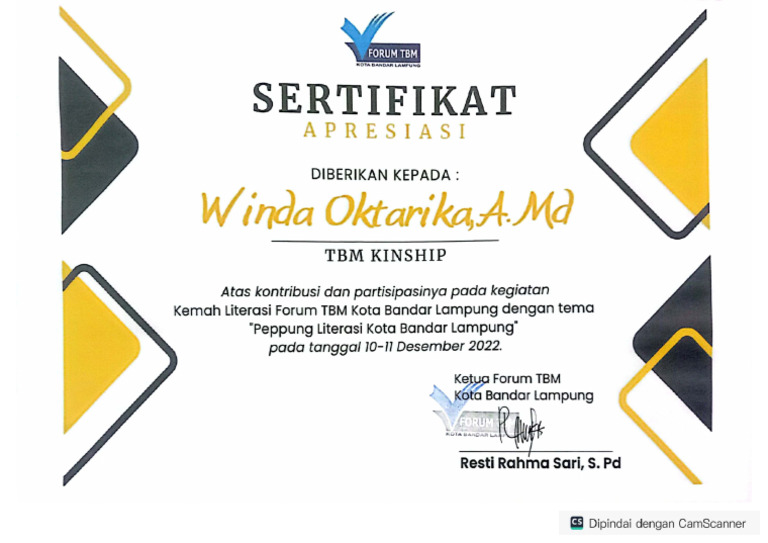 Sertifikat Winda | PDF