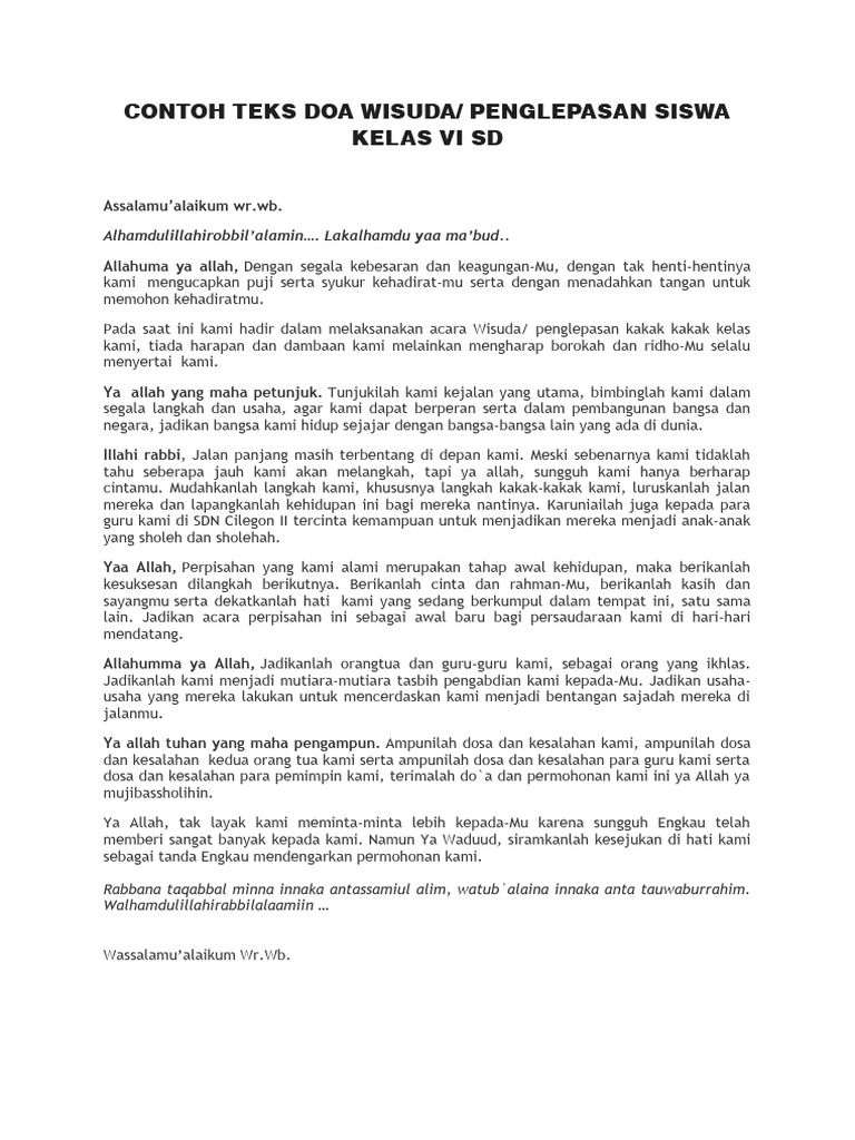 Contoh Teks Doa Wisuda | PDF