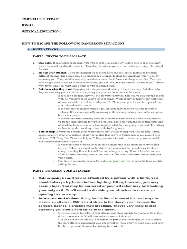 How To Escape Possible Dangers | PDF | Stalking | Domestic Violence