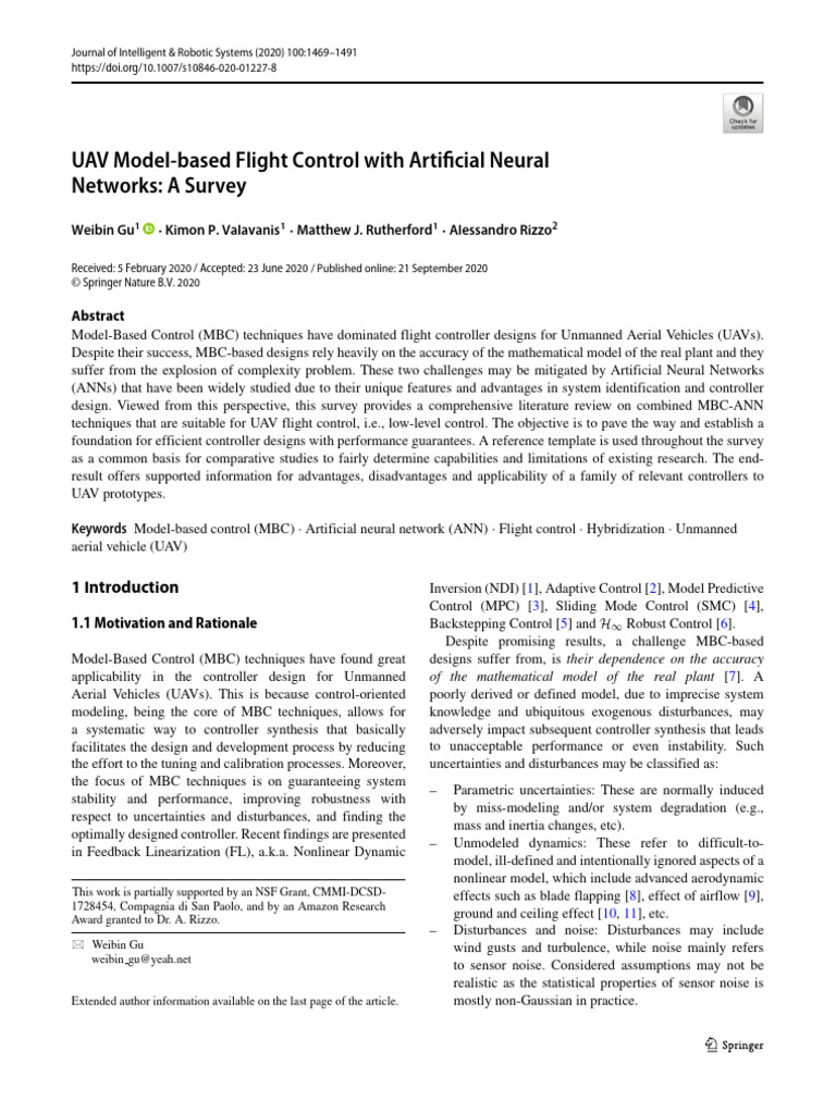 UAV Model-Based Flight Control With Artificial Neural - Survey | PDF | Control Theory ...