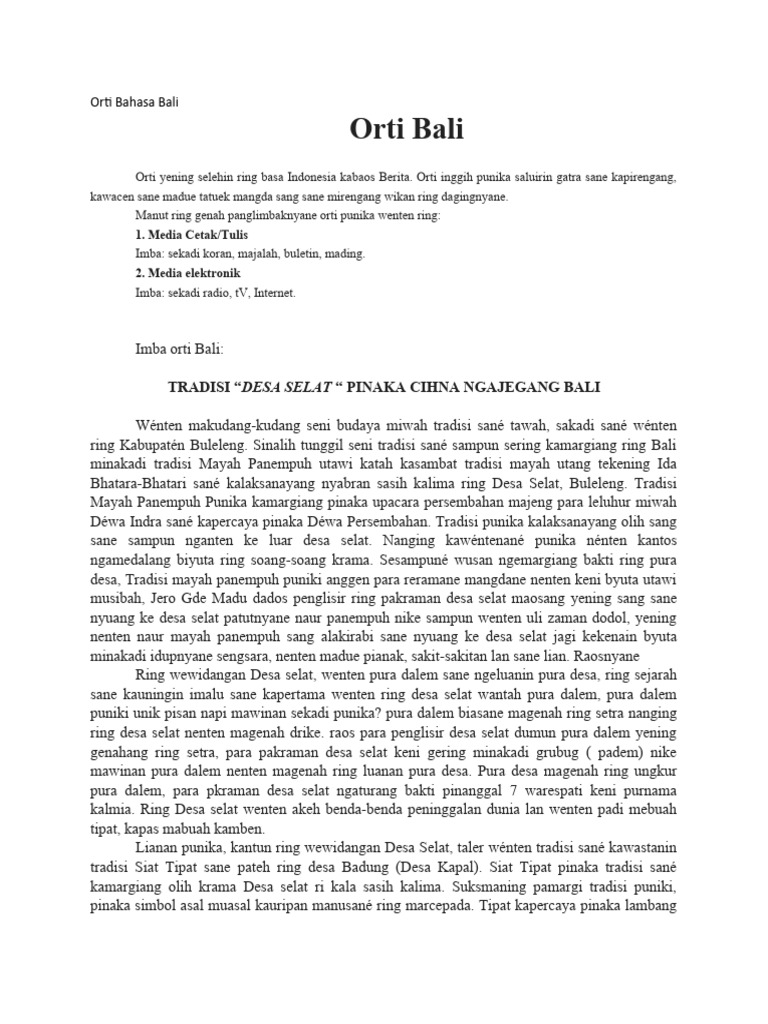 Orti Bahasa Bali | PDF