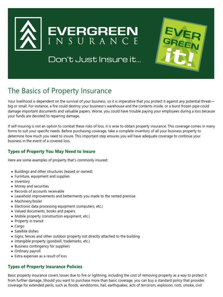 Coverage Insights The Basics of Property Insurance | PDF | Insurance ...