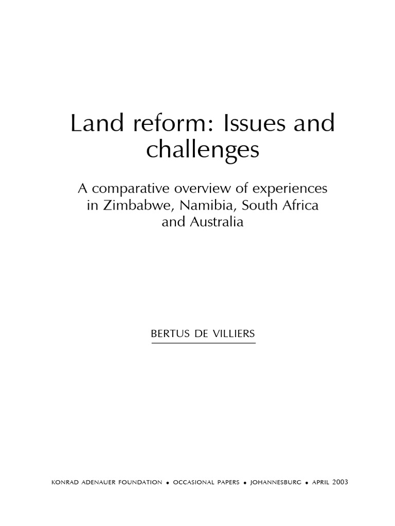 Land Reform - Issues and Challenges PDF | PDF | Eminent Domain | Zimbabwe