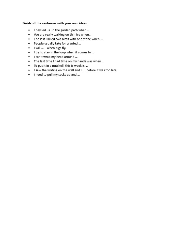 Complete the Sentences Creatively | PDF | General Fiction