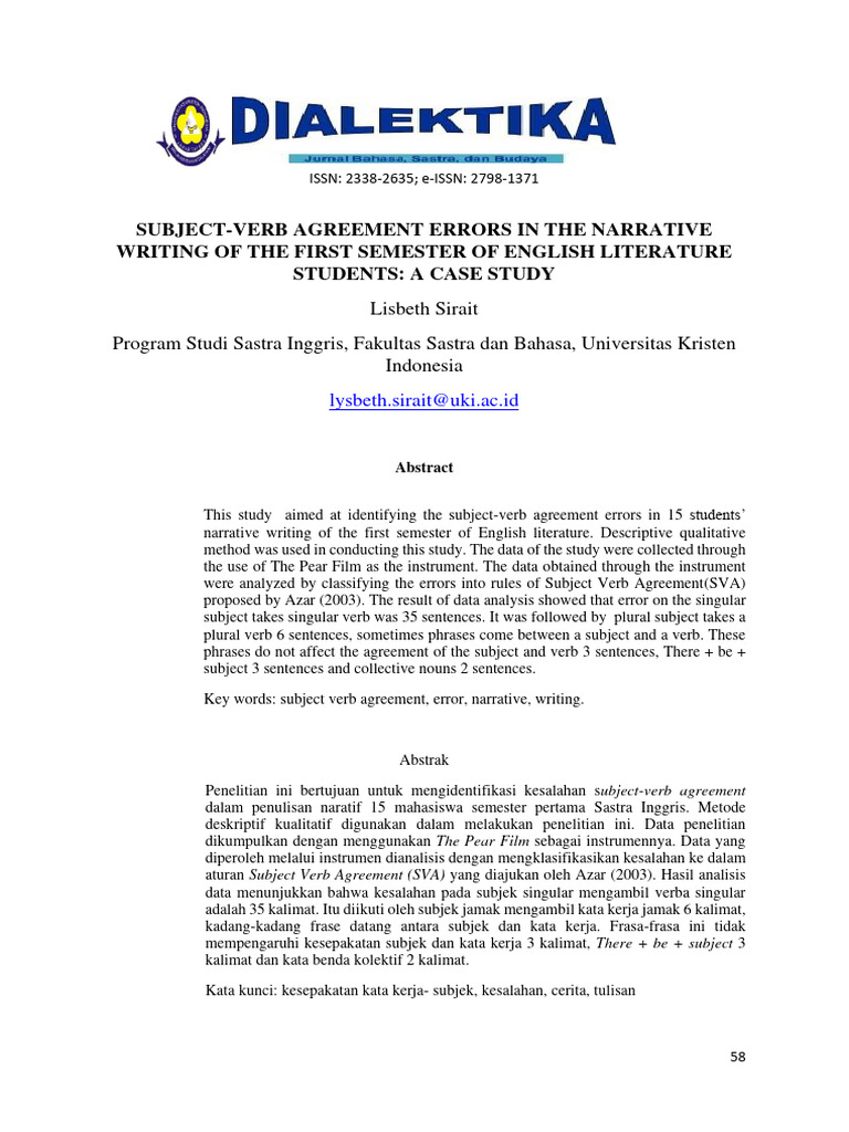 Subject-Verb Agreement Errors in Writing | PDF | Grammatical Number | Verb