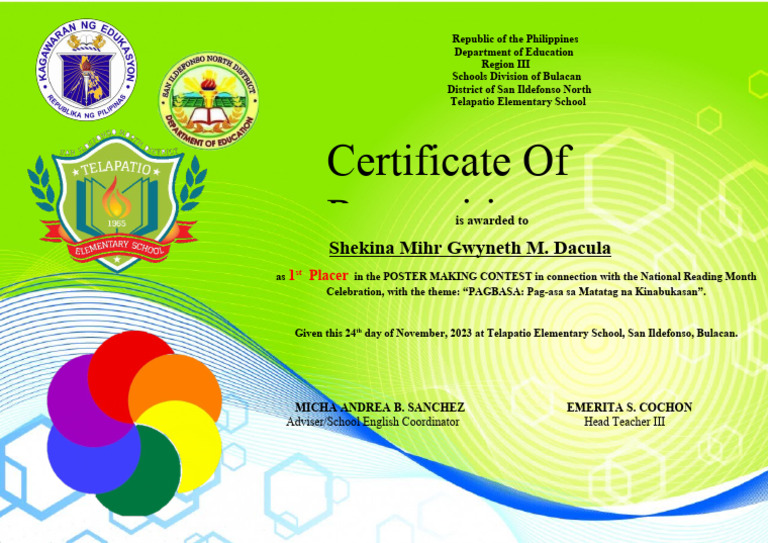 1st Place Poster Making Contest Award | PDF