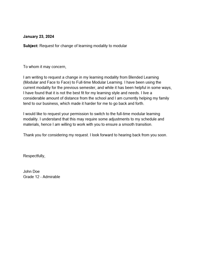 Change Modular Letter | PDF