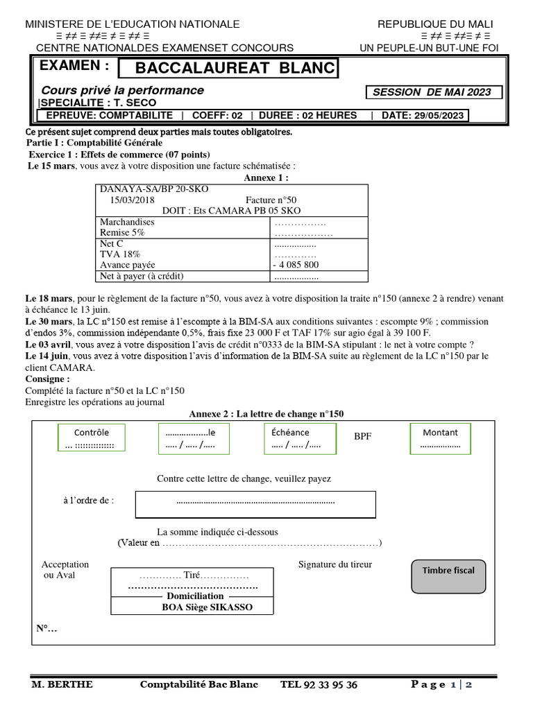 Compta Bac-Blanc | PDF | Facture | Dépréciation