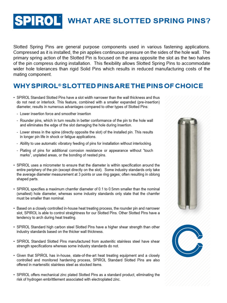 Slotted Spring Pins Design Guide | PDF | Stainless Steel | Steel