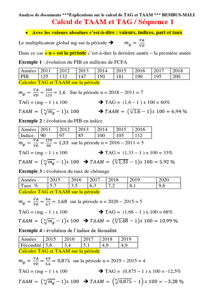 Calcul de TAAM Et TAG-1-1 | PDF