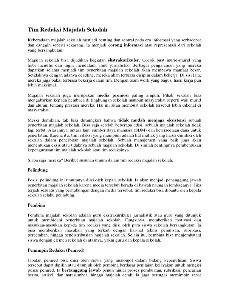 Contoh Tim Redaksi | PDF