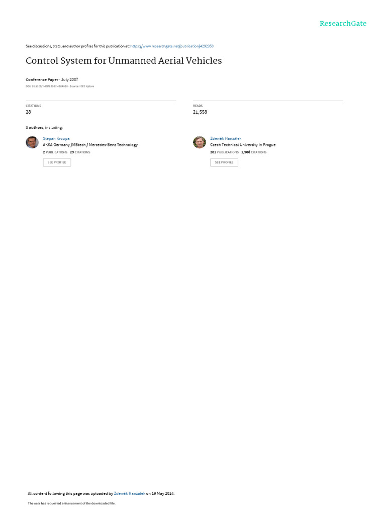 Control System For Unmanned Aerial Vehicles | PDF