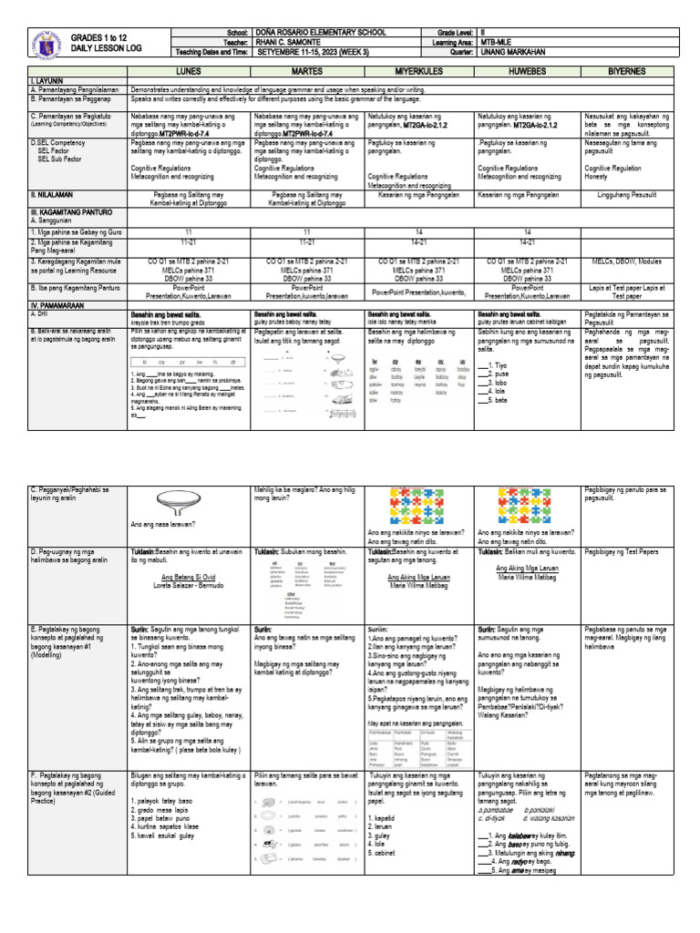 DLL Mtb-Mle-2 Q1 W3 | PDF