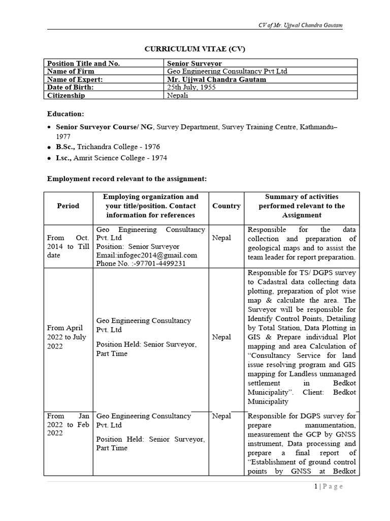 Final Ujjwal Gautam CV | PDF