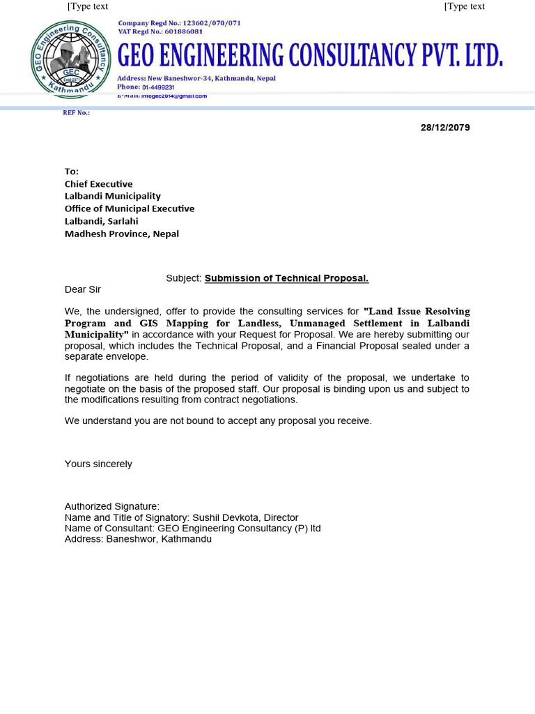 Proposal Submission Letter-Gec | PDF | Common Law