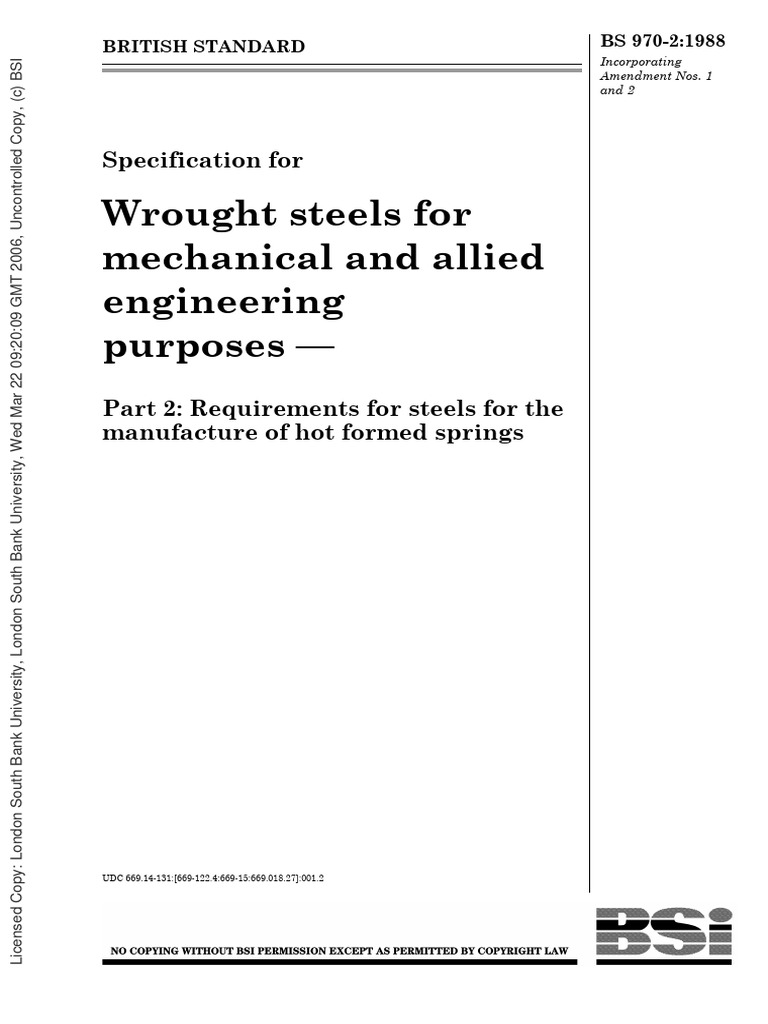 BS 970-2 | PDF | Steel | Rolling (Metalworking)