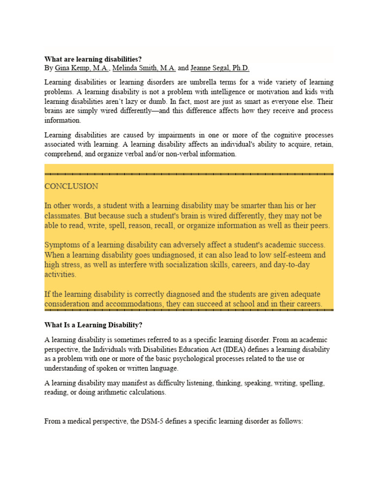 Definition and Identification of LD and ADHD | Download Free PDF ...